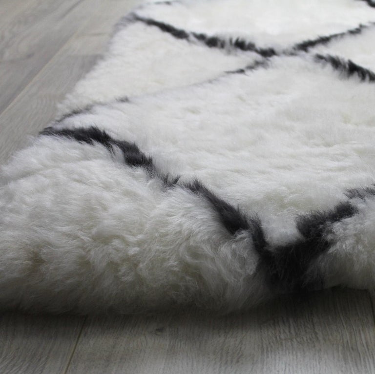 Designer Patchwork Sheepskin Rug Bohemian Diamond Pattern Made in ...