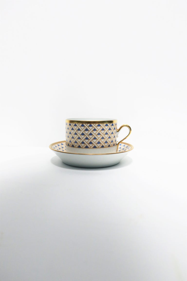 Richard Ginori Italian Coffee or Tea Cup and Saucer in Blue and Gold ...