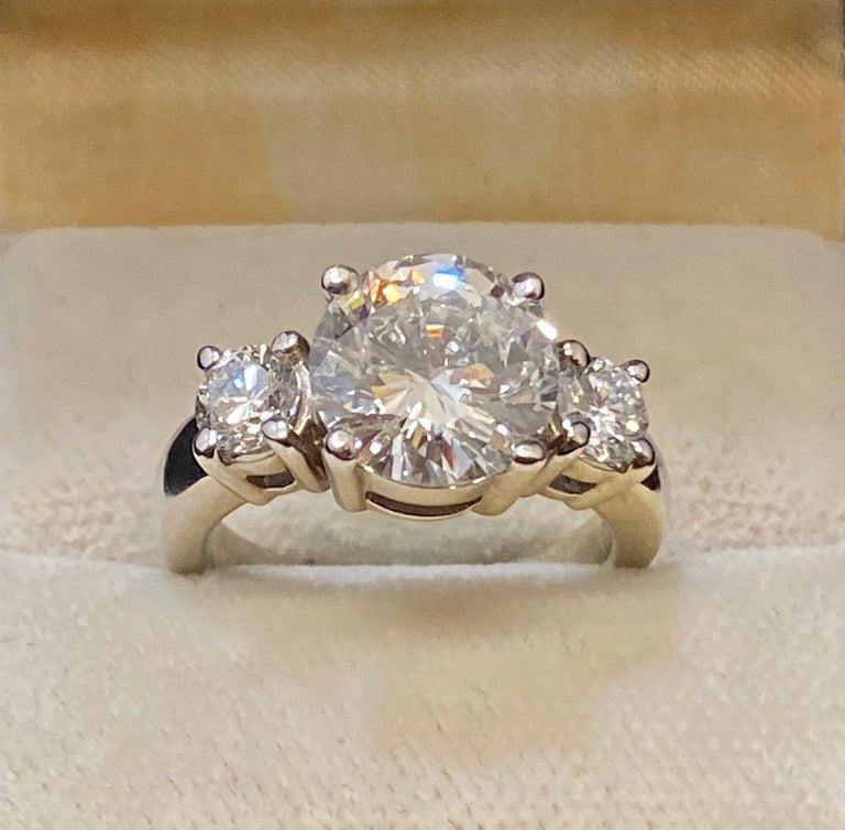 Designer Solid White Gold Three-Stone Engagement Ring with Diamonds 6 ...