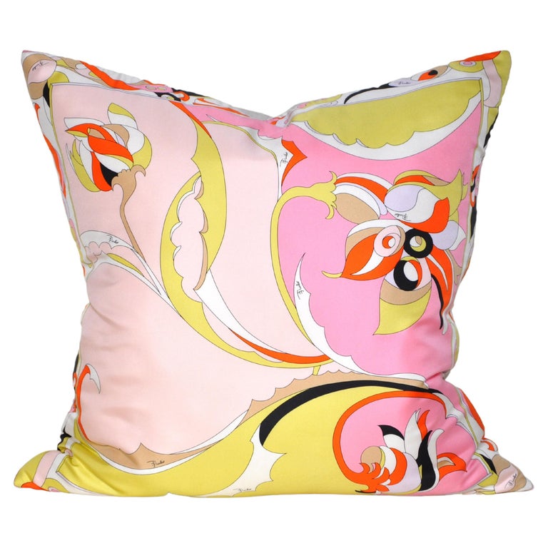Designer Vintage Pucci Scarf Pillow Irish Linen Backing For Sale at 1stDibs