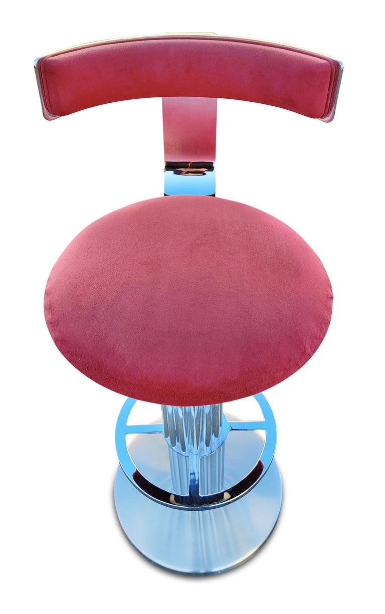 Designs for Leisure, 3 Brushed Stainless Steel Bar Stools 1980s, Set of ...