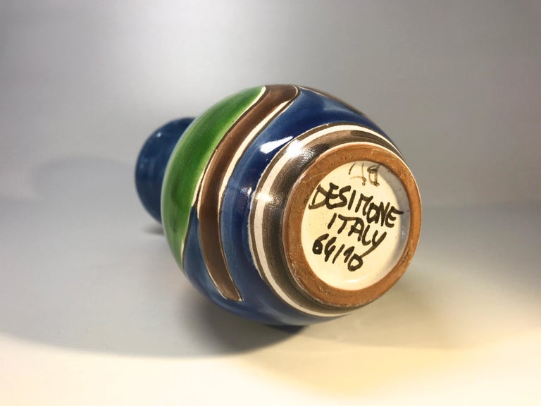 DeSimone, Hand Painted Flowers, Italian Ceramic Mid-Century Tall Vase ...