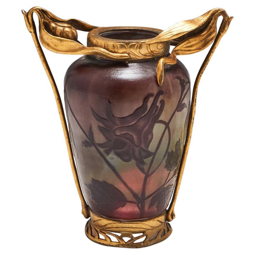 Monumental Exhibition Moser Vases in Raised Gilt Cranberry Glass, circa ...