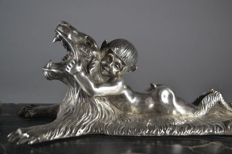 Desiree Grisard Rare Bronze of a Lady Playing with a Faun Art Deco For ...