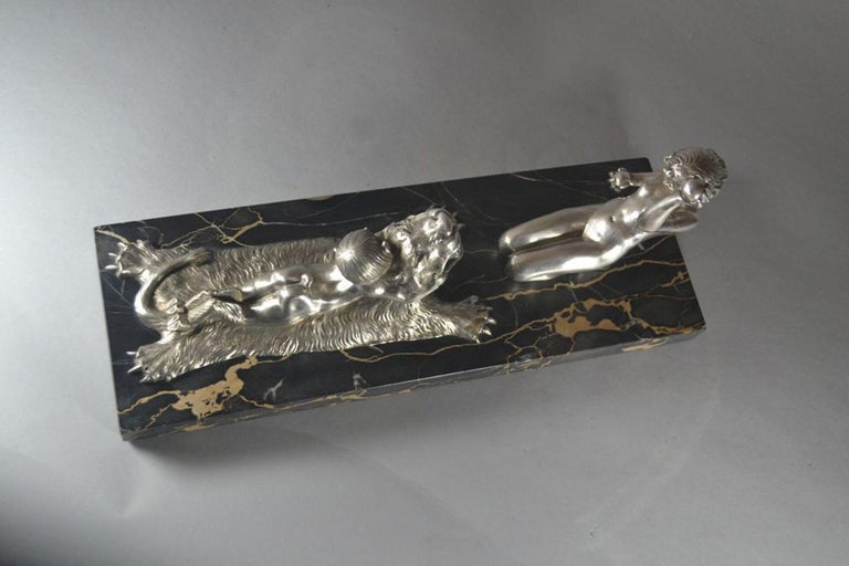 Desiree Grisard Rare Bronze of a Lady Playing with a Faun Art Deco For ...