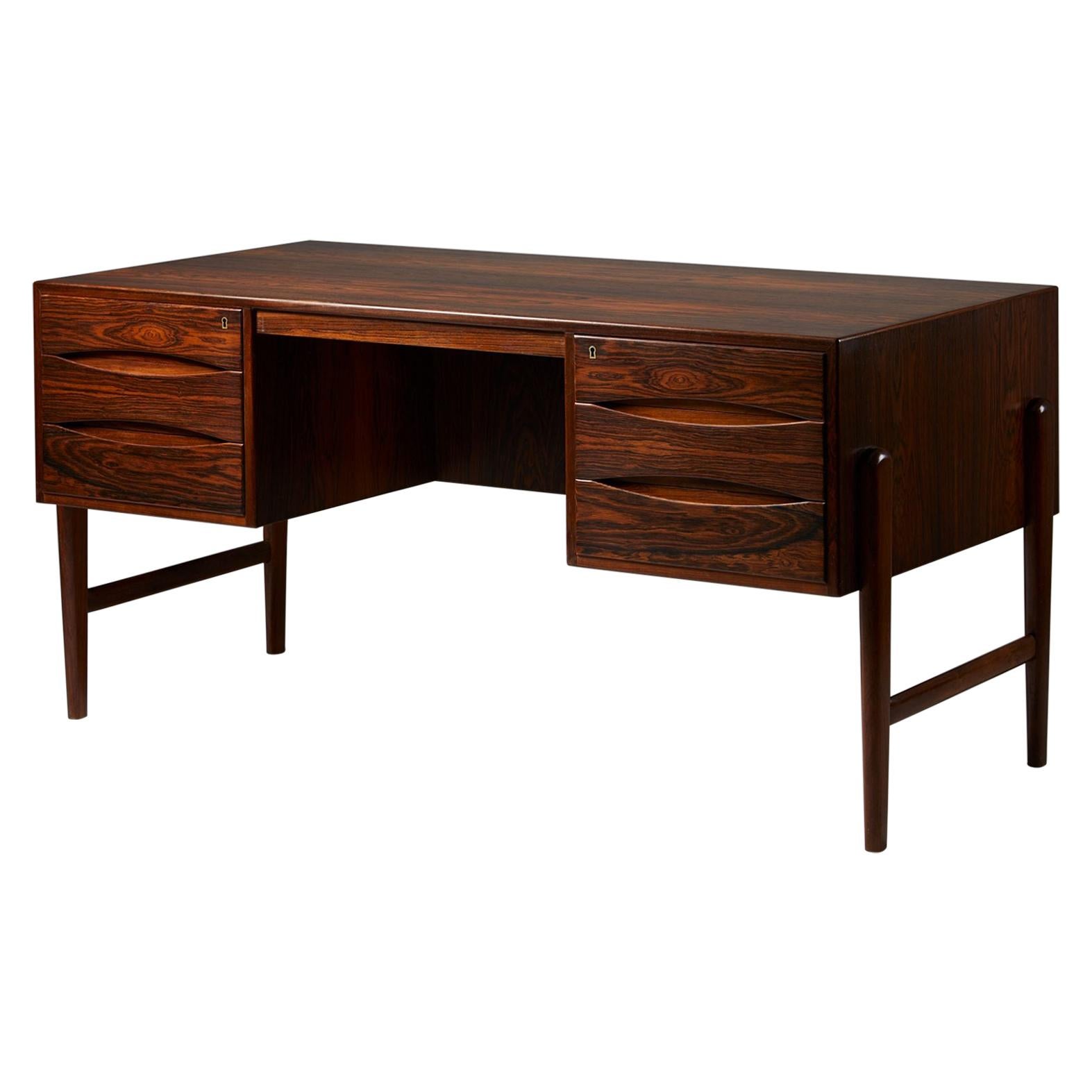 Danish Angular Desk with Finished Back at 1stDibs