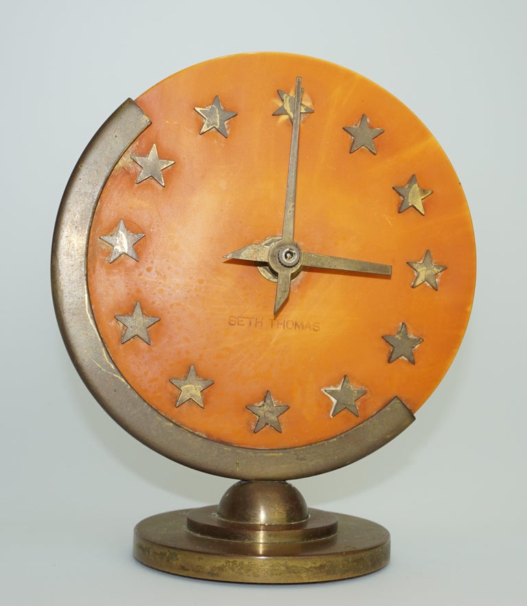 Desk Clock by Seth Thomas, Brass Details, C 1950 at 1stDibs | seth ...