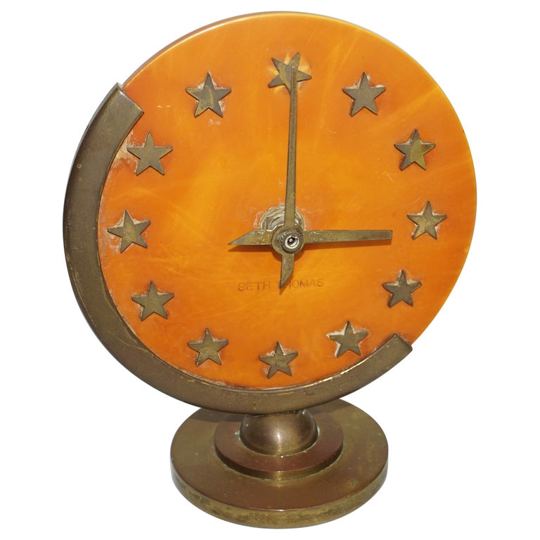 Desk Clock by Seth Thomas, Brass Details, C 1950 at 1stDibs | seth ...
