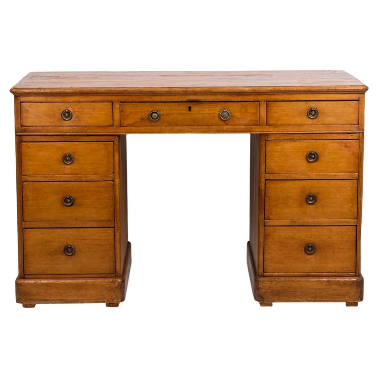 Desk in Pine with Two-Pedestal, circa 1880 at 1stDibs