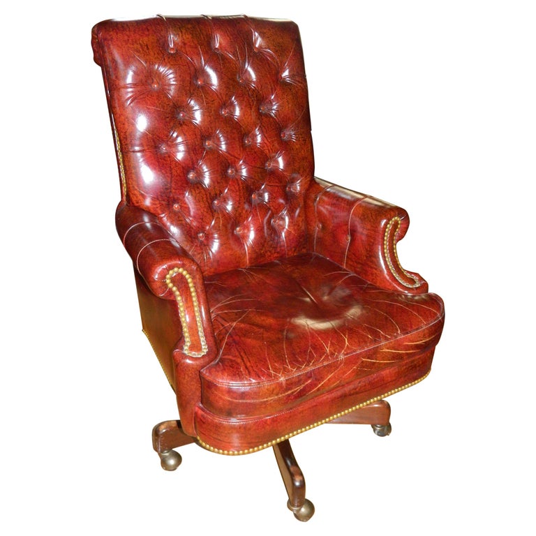 Desk or Office Leather Chair in a Cognac Color, 20th Century at 1stDibs ...