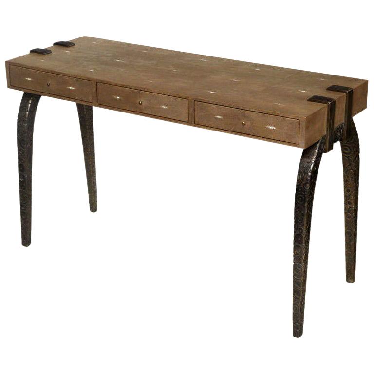 Red Shagreen and Lucite Desk at 1stDibs