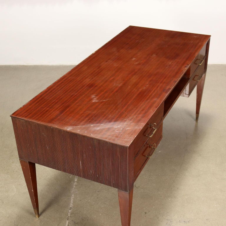 Desk with Double Side Drawers Mahogany Veneer, Italy, 1950s For Sale at ...