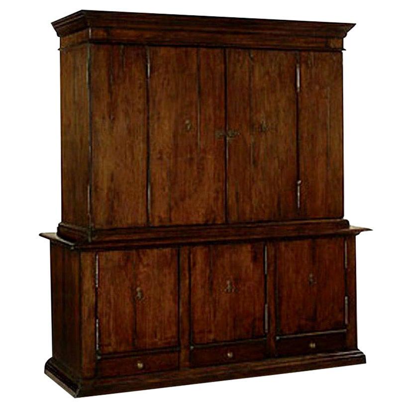 English Large-Size Natural Wood Storage Cabinet w/Drawers, Cleanly ...