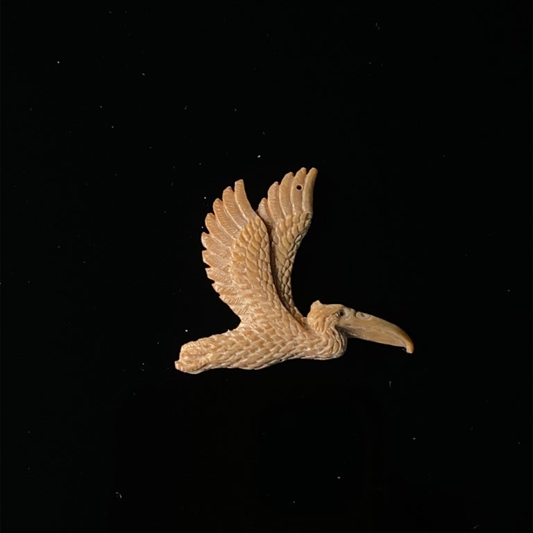 Detailed 14K Yellow Gold Pelican Pendant Necklace with Diamond Eye For ...