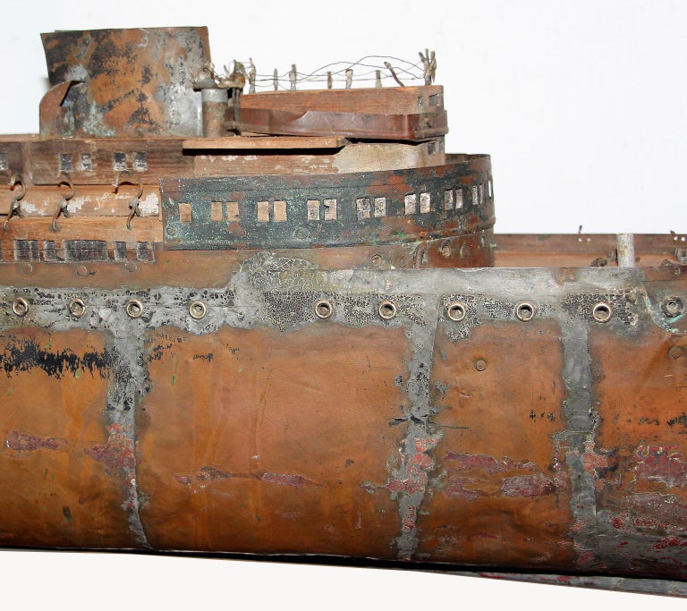 Detailed Antique Copper Ship Model at 1stDibs