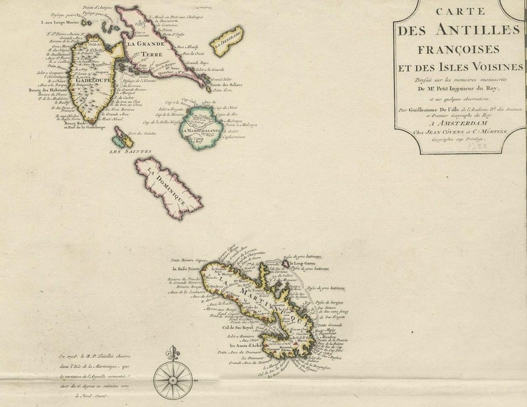 Detailed Antique Map of the Windward Islands in the Caribbean For Sale ...