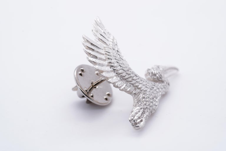 Detailed Sterling Silver Pelican Brooch Pin with Diamond Eye by Ashley ...