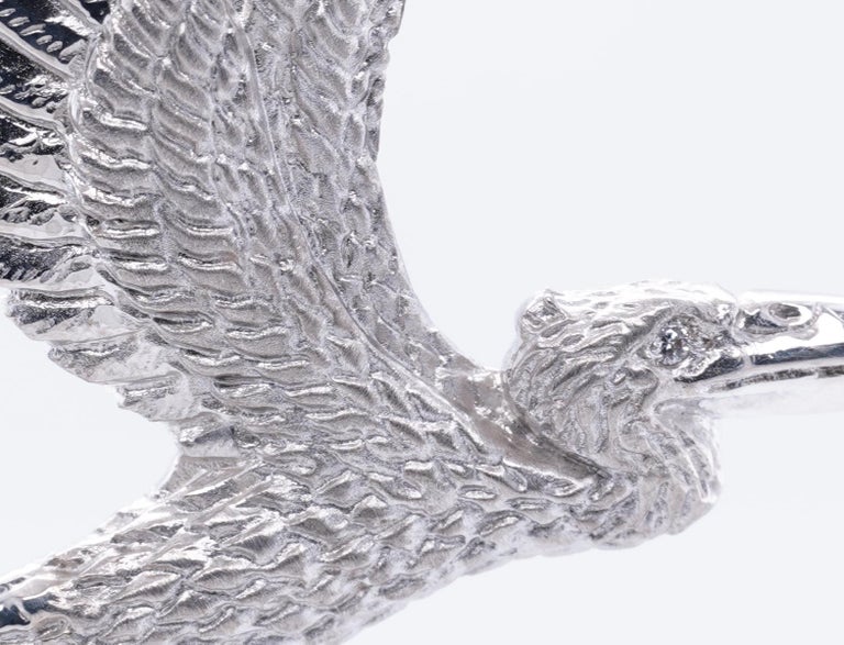 Detailed Sterling Silver Pelican Pendant Necklace with Diamond Eye For ...