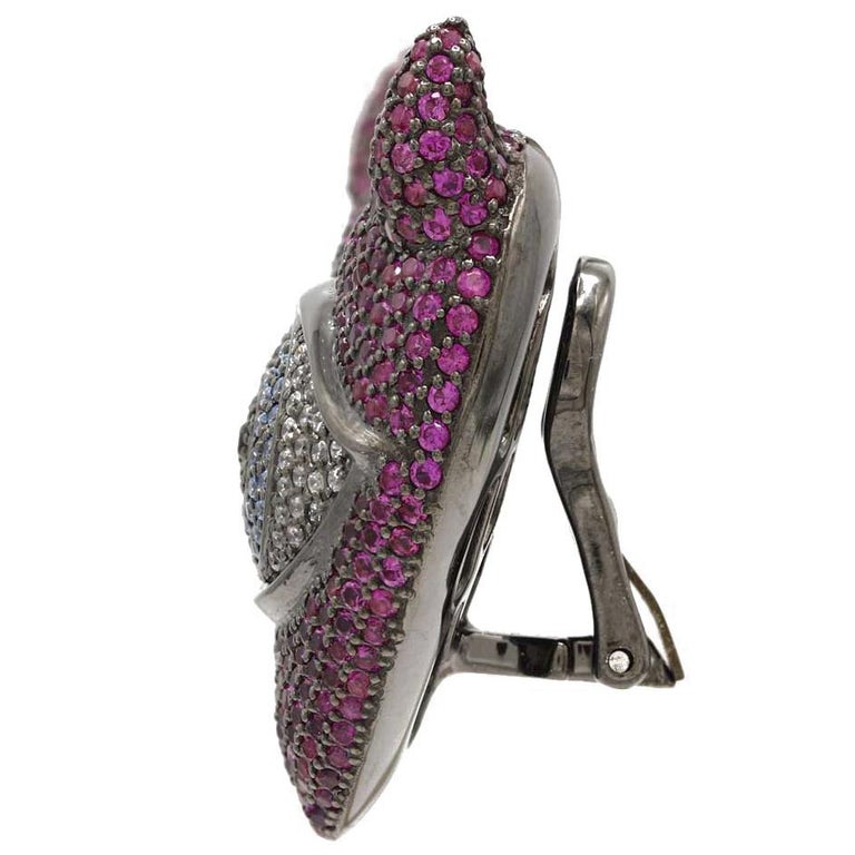 Devil Heart Evil Eye Clip on Earrings Red For Sale at 1stDibs