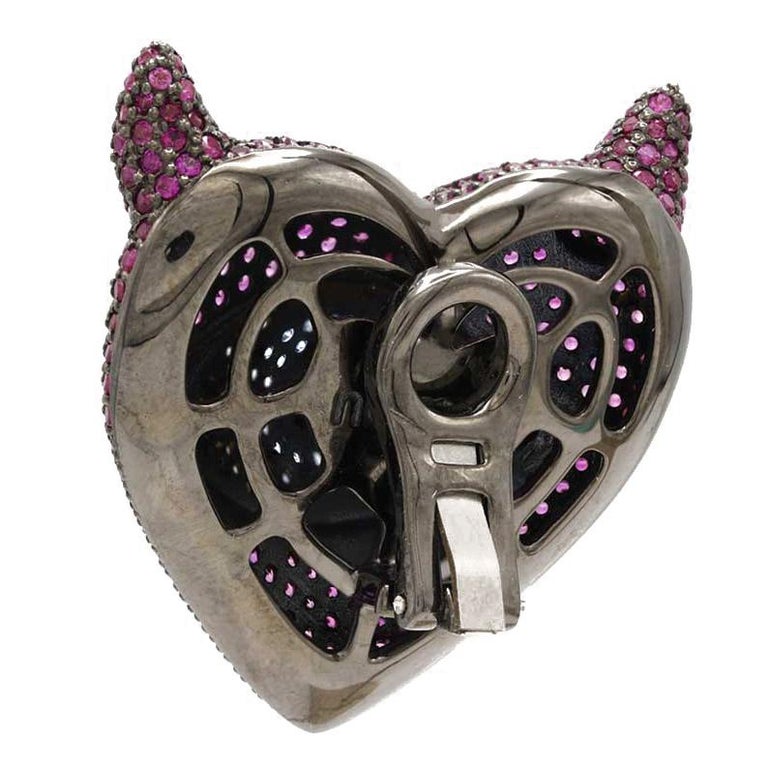 Devil Heart Evil Eye Clip on Earrings Red For Sale at 1stDibs