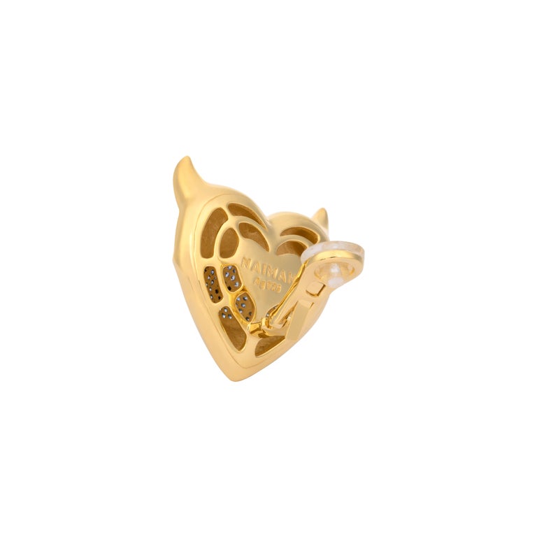 Naimah Devil Heart Statement Earrings, Gold For Sale at 1stDibs