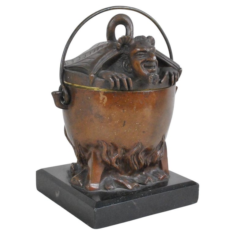 Devil's Pot in Bronze and Marble, Late XIXth Century For Sale at 1stDibs