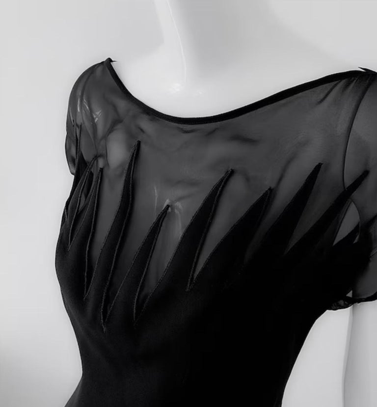 Devine Thierry Mugler Runway Dress Goddess Black Semi Sheer Evening ...