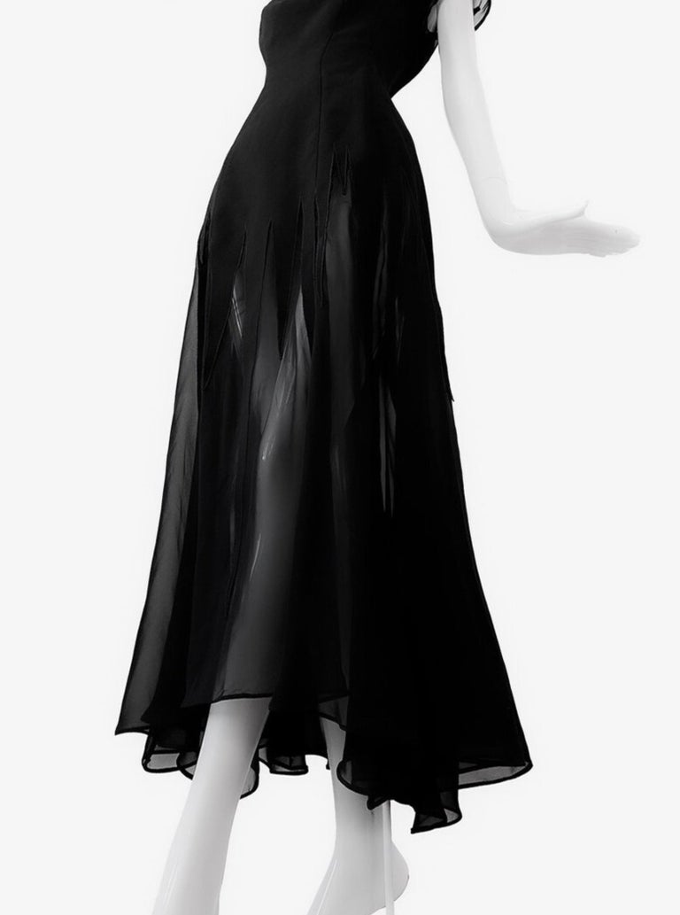 Devine Thierry Mugler Runway Dress Goddess Black Semi Sheer Evening ...