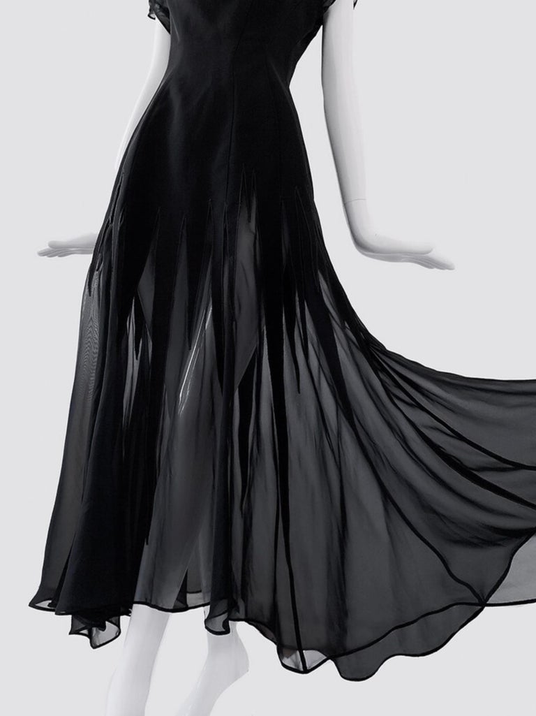 Devine Thierry Mugler Runway Dress Goddess Black Semi Sheer Evening ...