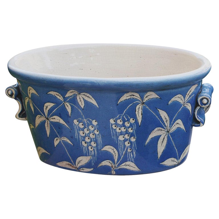 Devonshire Oval Blue Cachepot For Sale at 1stDibs