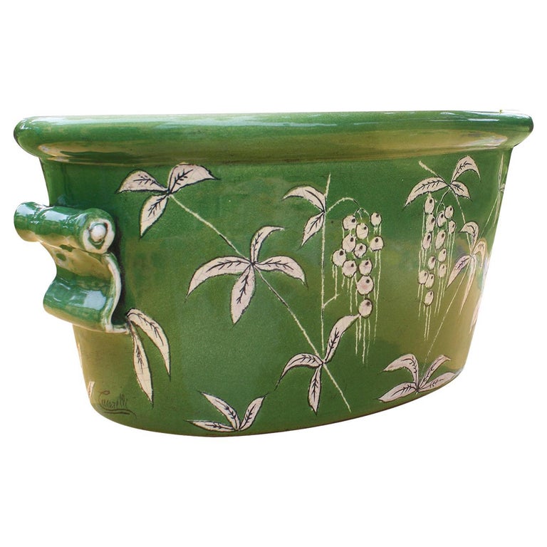 Devonshire Oval Green Cachepot For Sale at 1stDibs