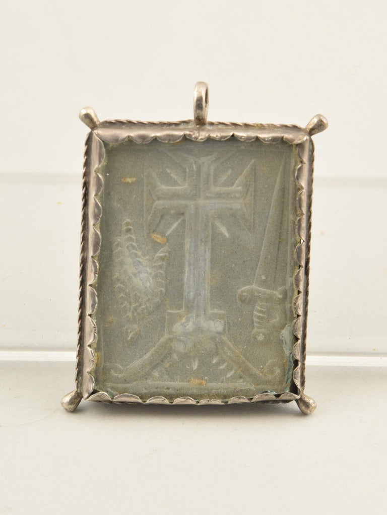 Devotional Medal with Inquisition Heraldry, Silver, Stone, Spain, 17th ...