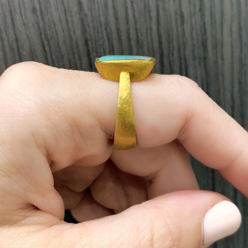 Lightning Ridge Gem Crystal Opal One of a Kind 22k Gold Ring, Devta Doolan For Sale at 1stDibs ...
