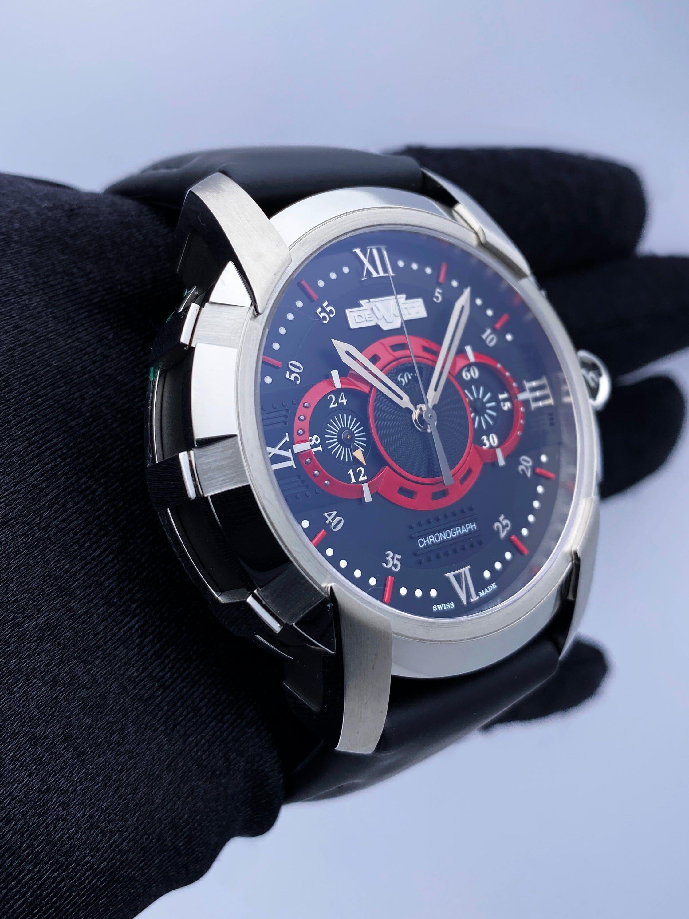 Dewitt Academia FTV.CHR.005.RFB Black and Red Dial Mens Watch Box Papers For Sale at 1stDibs