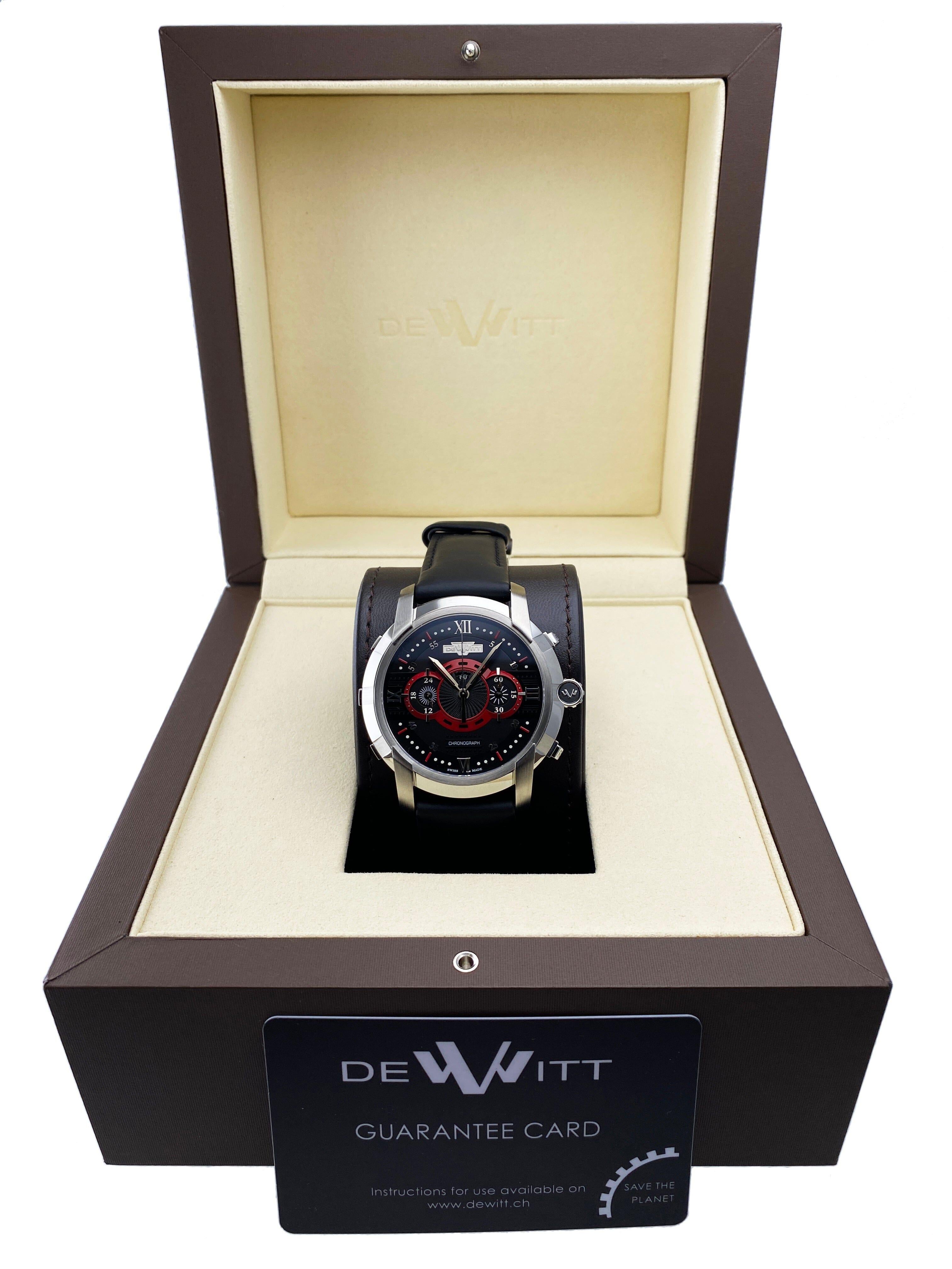 Dewitt Academia FTV.CHR.005.RFB Black and Red Dial Mens Watch Box ...