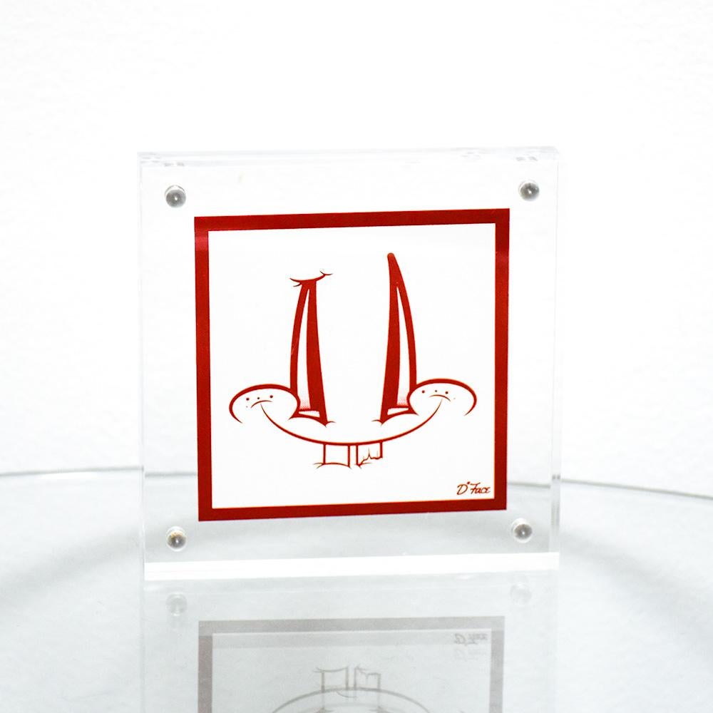 D*Face - D*Face Smiley Face Sticker (Red Framed) For Sale at 1stDibs