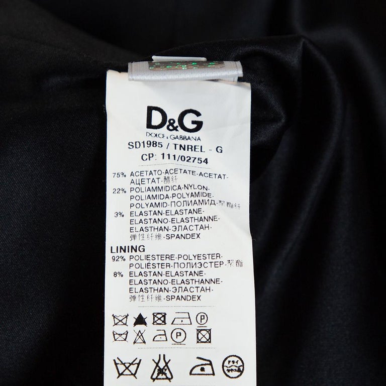 D&G Black Stretch Satin Sleeveless Fitted Dress S at 1stDibs