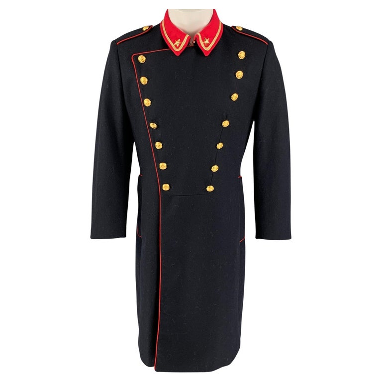 D&G by DOLCE and GABBANA Size 40 Navy Red Gold Military Coat For Sale ...