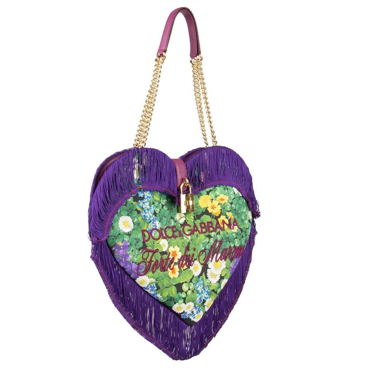 D&G Canvas Bag MY HEART Forte dei Marni with Tassels and Logo Purple ...