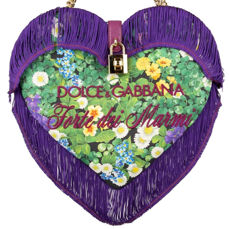 D&G Canvas Bag MY HEART Forte dei Marni with Tassels and Logo Purple ...
