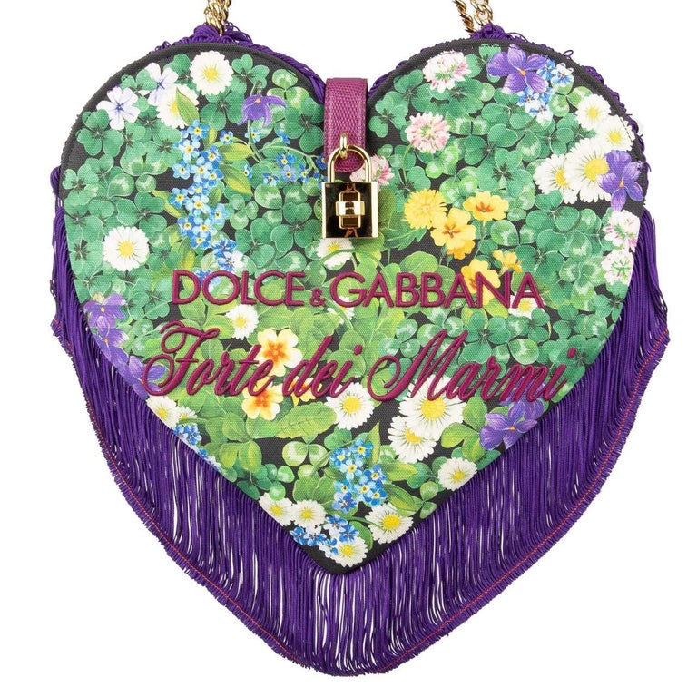 D&G Canvas Bag MY HEART Forte dei Marni with Tassels and Logo Purple ...
