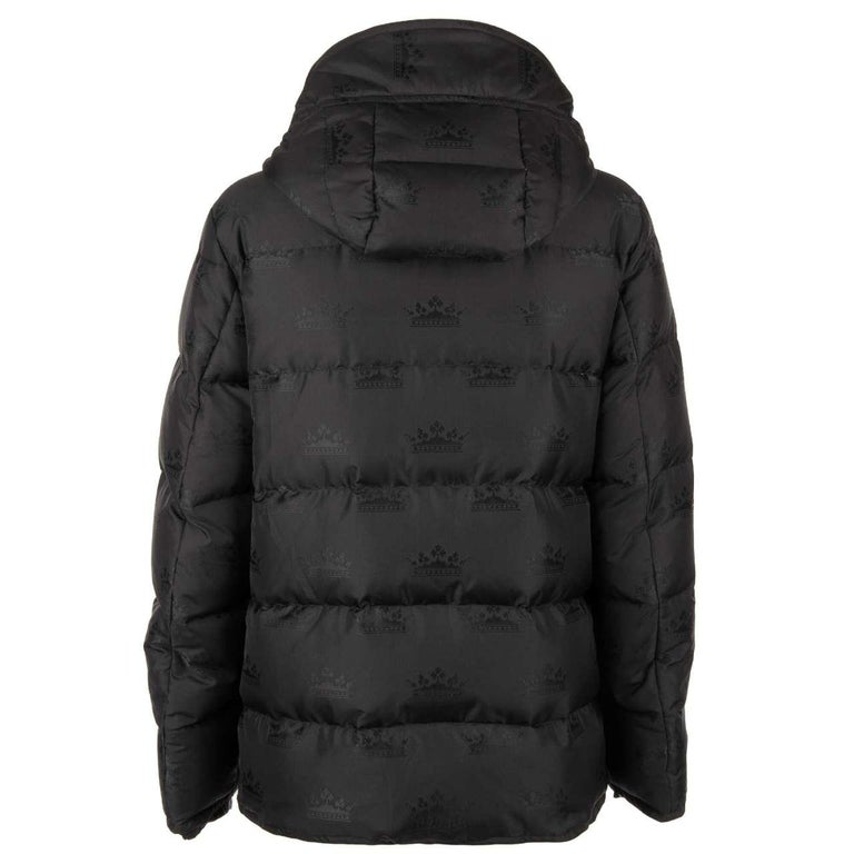 D&G Crowns Textured Hooded Down Jacket with Knit Details Black 50 M-L ...
