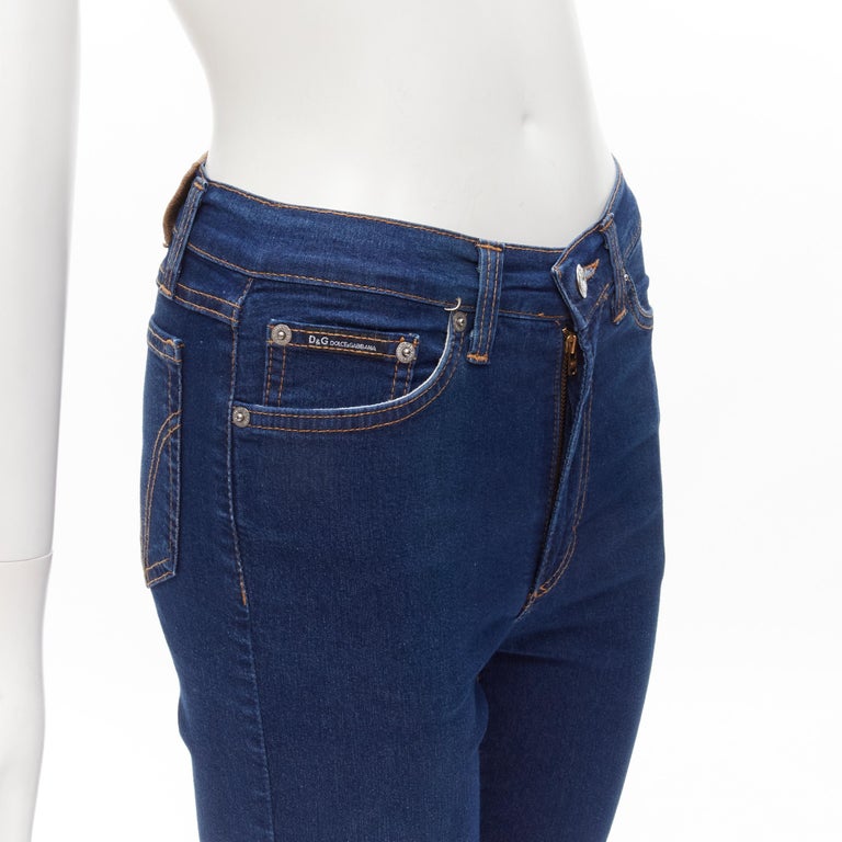 D&G DOLCE GABBANA 2001 Y2K blue denim overstitch bralette knee jeans S ...
