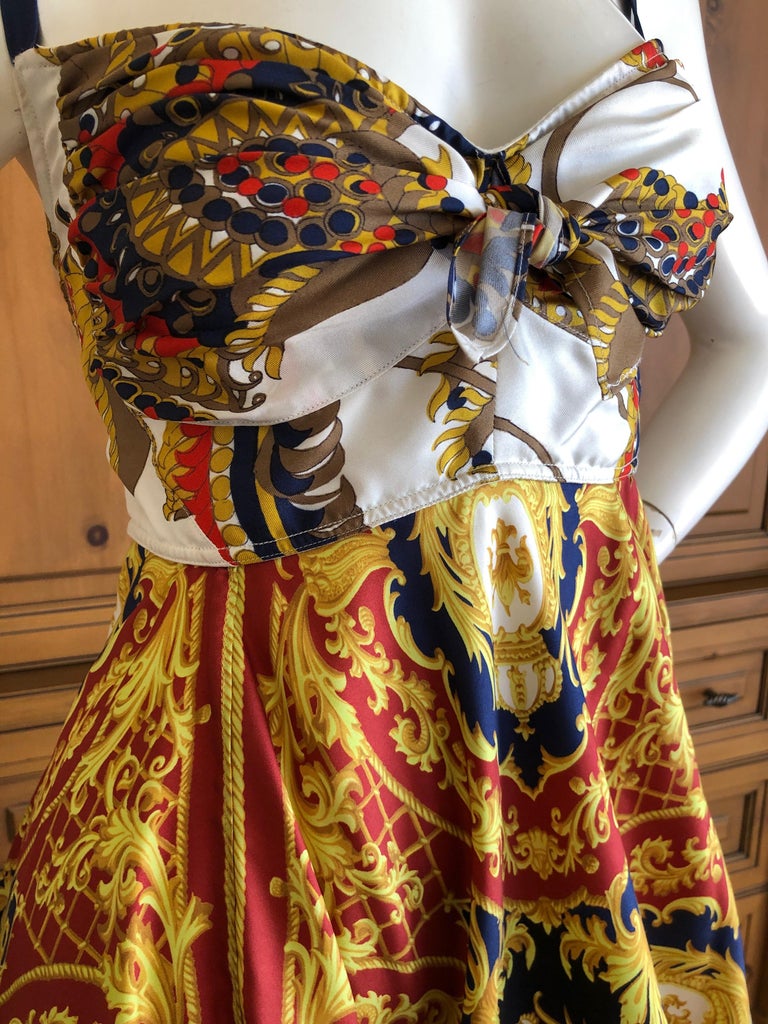 D&G Dolce and Gabbana Romantic Silk Scarf Fabric Baroque Print Cocktail ...