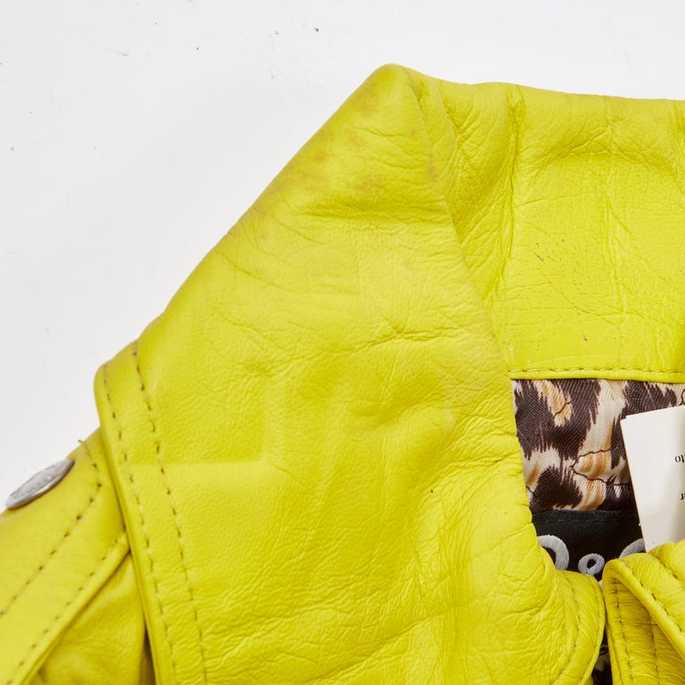 D&G DOLCE GABBANA Vintage 2001 yellow Modern Beauty rock leather biker ...