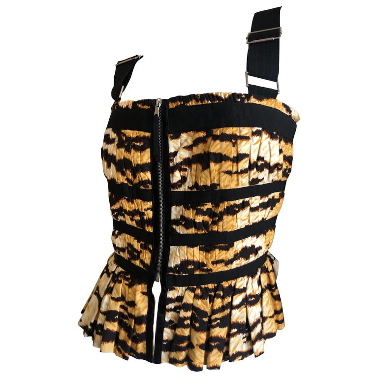 D&G Dolce and Gabbana Vintage Cotton Tiger Stripe Pleated Corset For ...