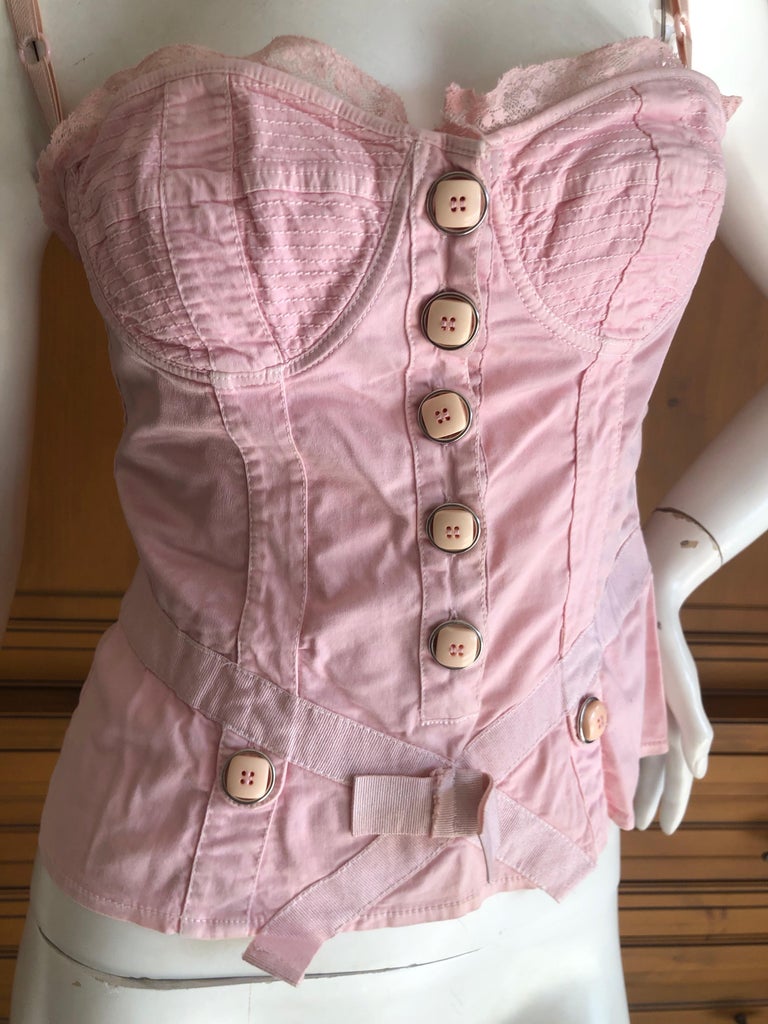 D&G Dolce and Gabbana Vintage Pink Corset with Large Buttons For Sale ...