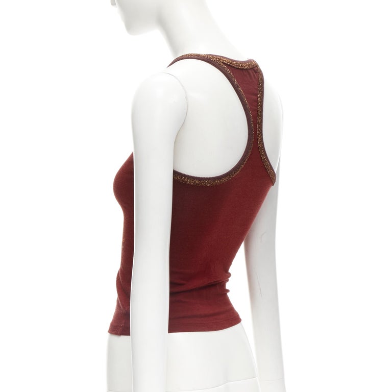 D&G DOLCE GABBANA Y2K Vintage burgundy Allay Woman racer back tank top ...