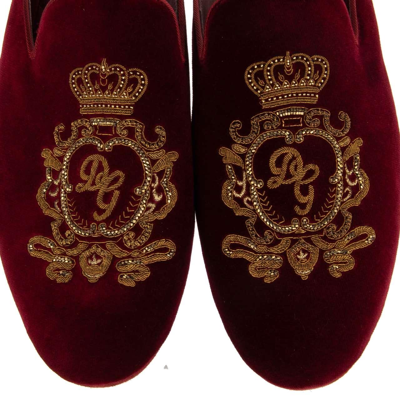 D&G Goldwork Pearl Crown Velvet Shoes Slipper YOUNG POPE Red 44 UK 10 ...