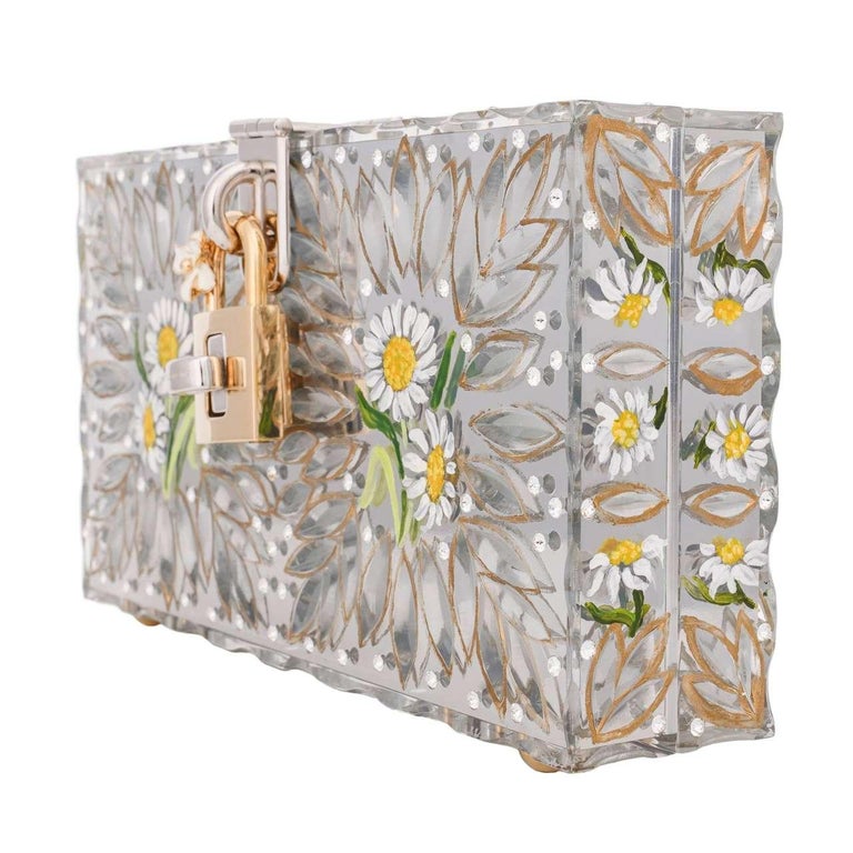 D&G Hand Painted Daisy Plexiglass Clutch Bag DOLCE BOX with Crystals ...